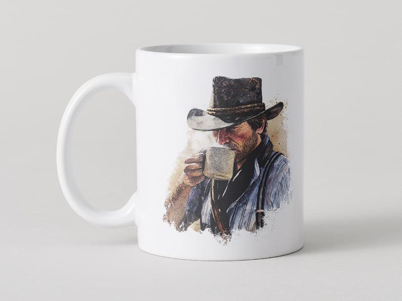 Red Dead Inspired Cowboy Mug 15 Oz – Watercolor Western Coffee Cup ...
