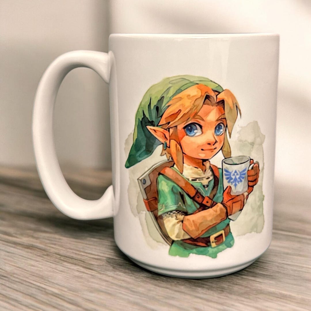 Legend of Zelda Inspired Watercolor Coffee Mug – 15 Oz Ceramic ...