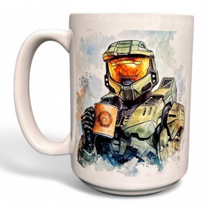 Halo Inspired Coffee Mug – Watercolor Style Master Chief Inspired ...