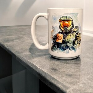Halo Inspired Coffee Mug – Watercolor Style Master Chief Inspired ...