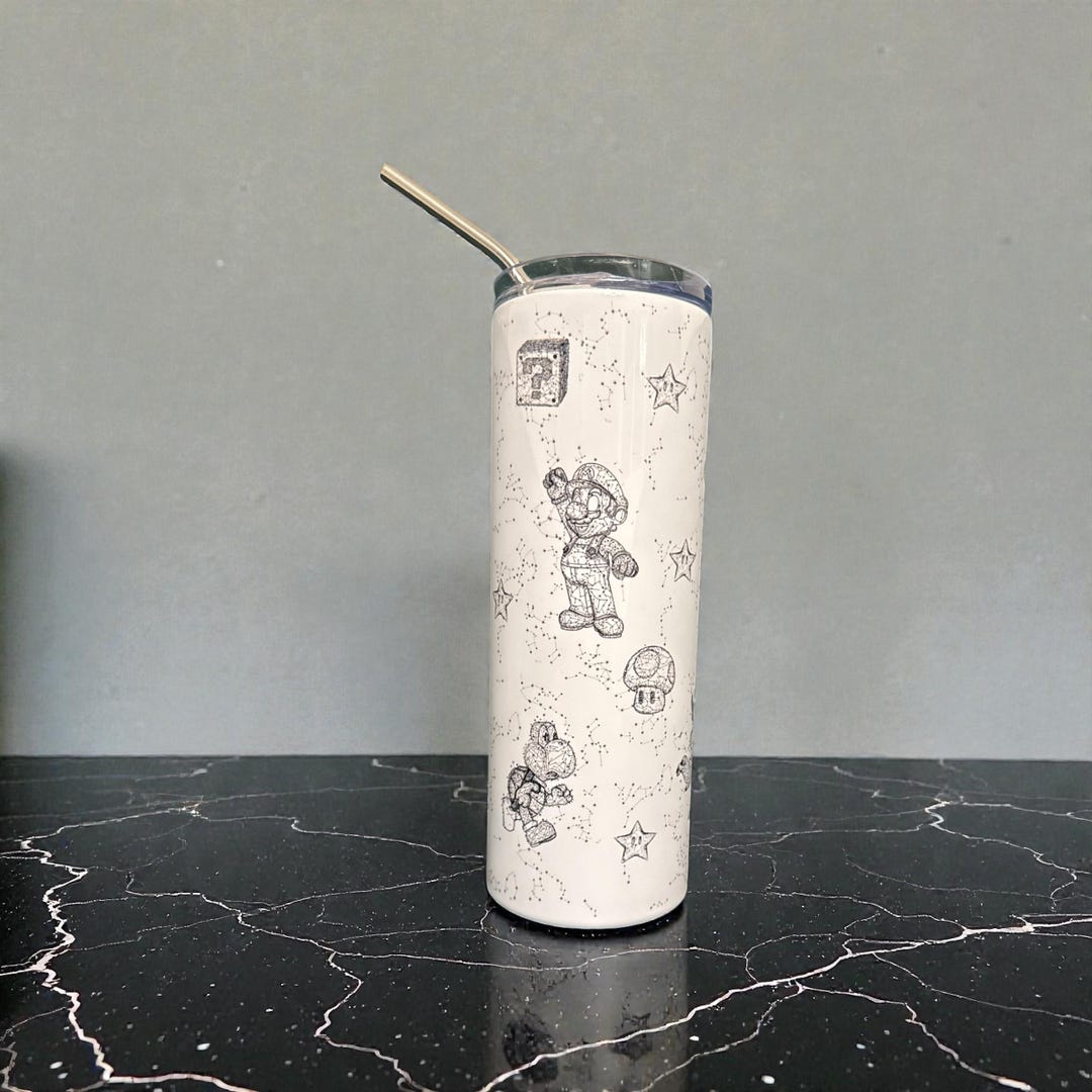 Mario Inspired Constellation 20 Oz Skinny Tumbler – Star Map Line Art ...