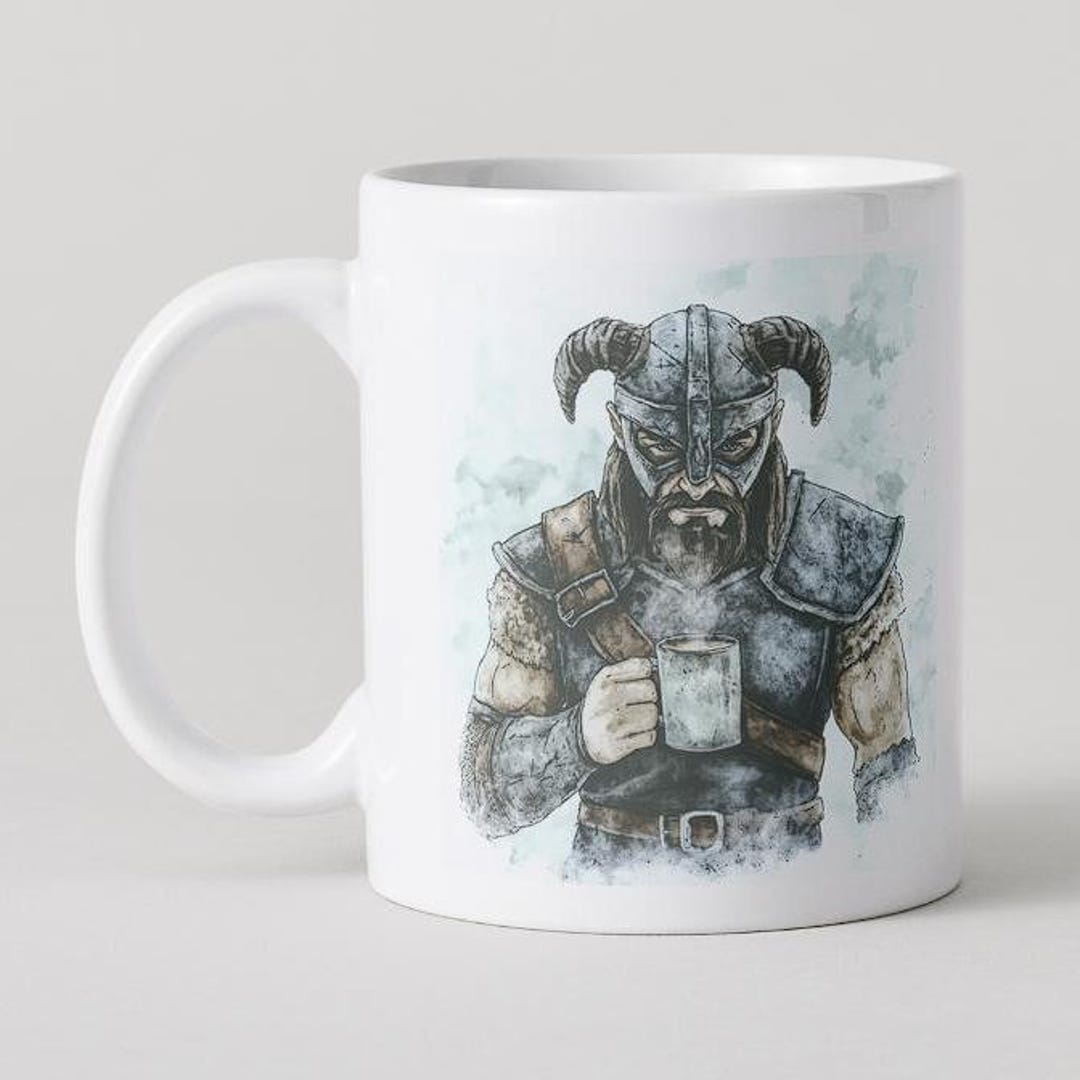 Skyrim-inspired Watercolor Mug – 15 Oz Dragonborn Coffee Cup – Fantasy ...