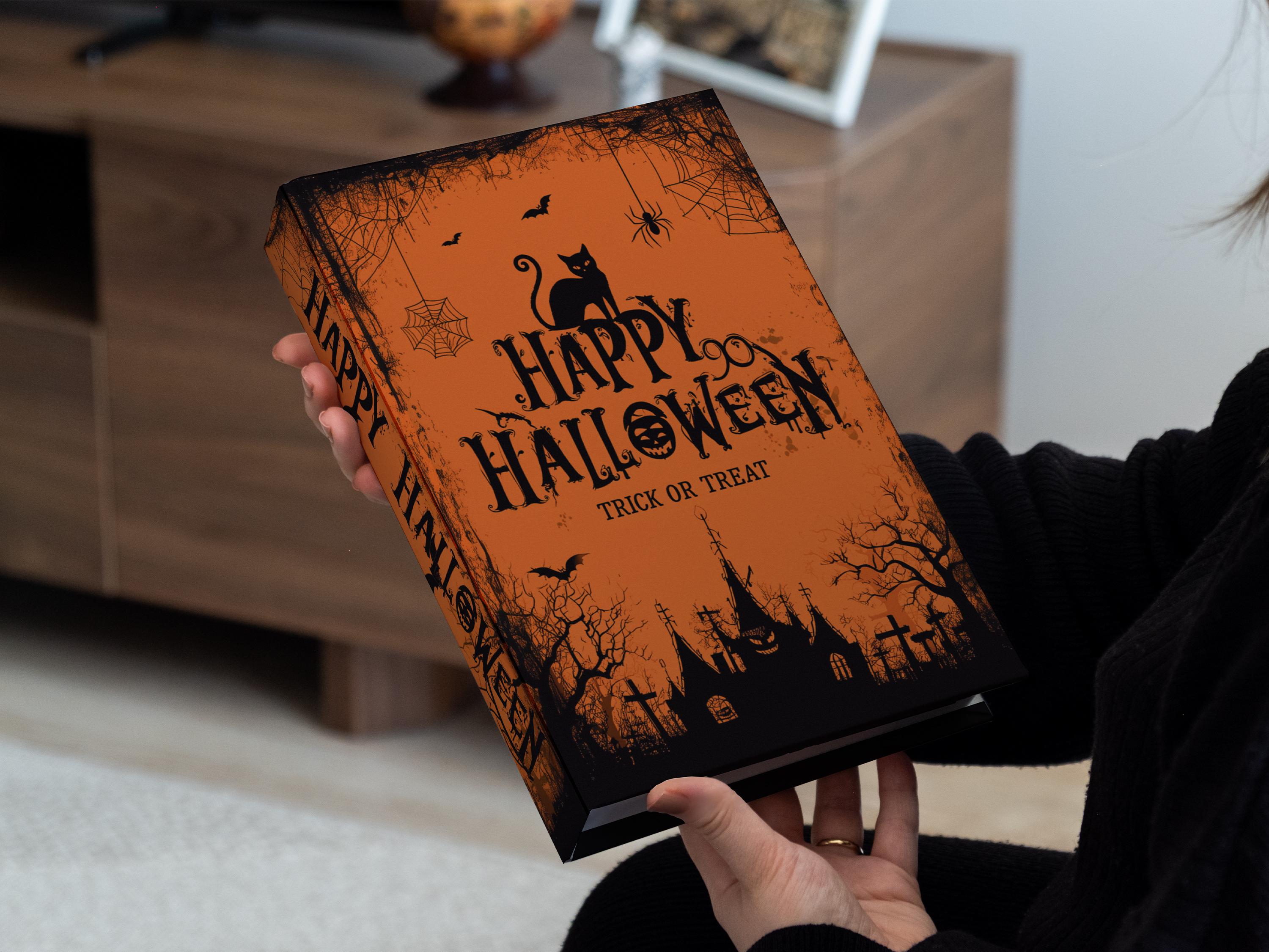 Happy Halloween Decorative Faux Book Box With Hidden Storage for Trick ...