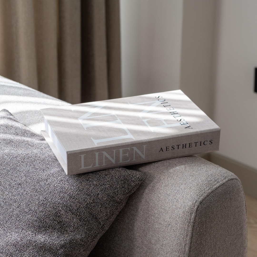 Neutral Linen Aesthetics Decorative Faux Book Box With Hidden Storage ...