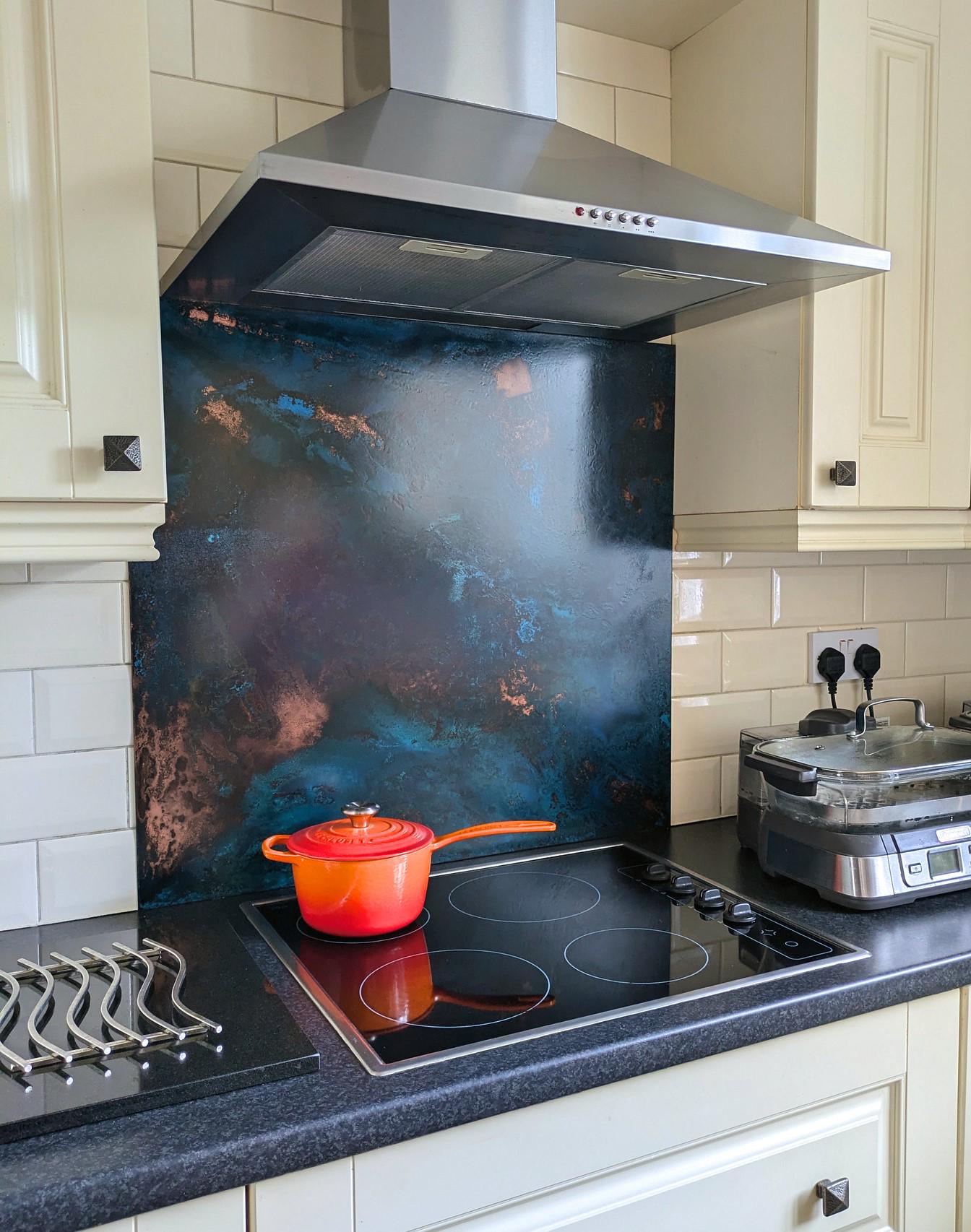 Blue Patina Copper Kitchen Splashback, 80cm X 80cm, Robust Thickness. Clear Lacquer. All Patinas ...