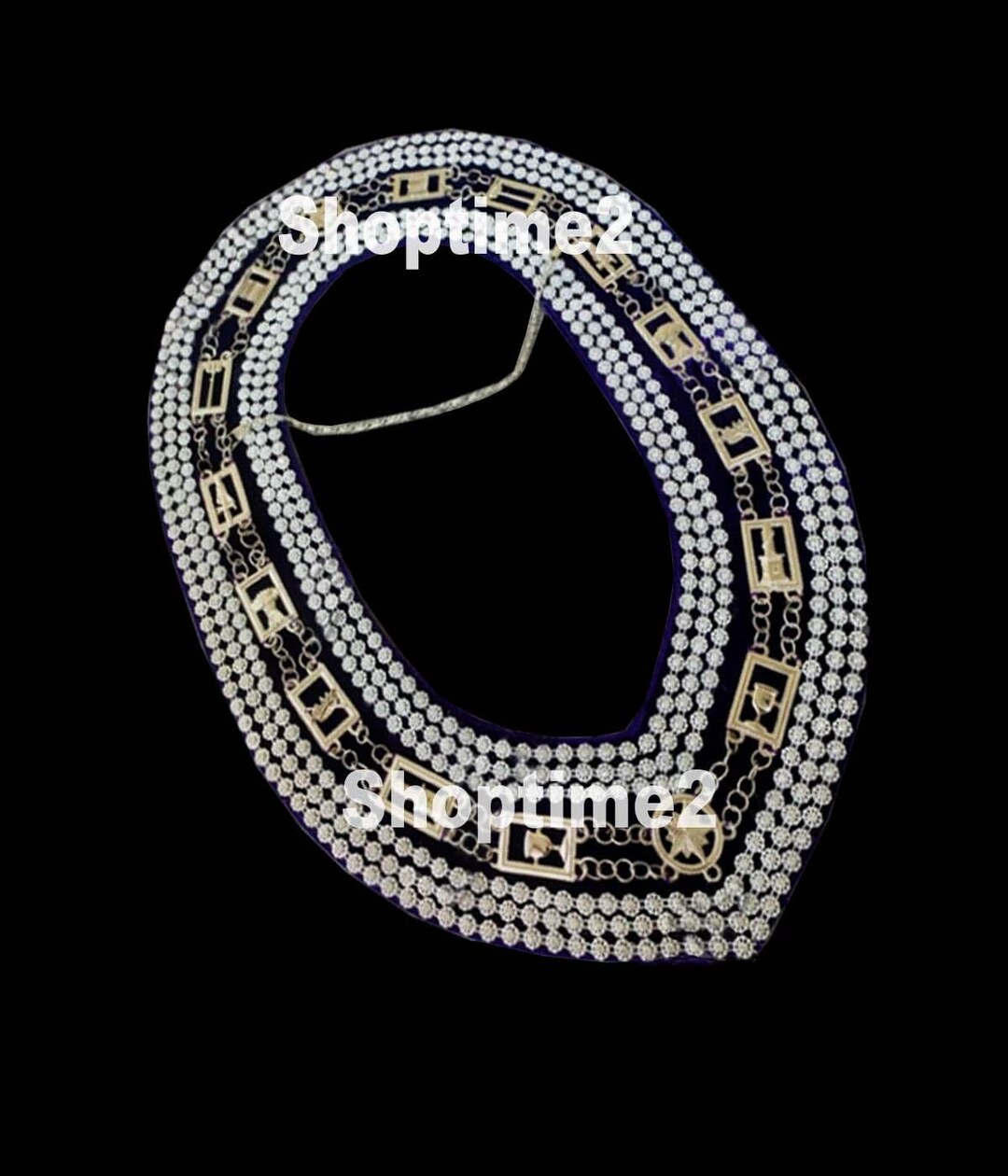 Masonic Regalia OES Order of Star Metal Chain Collar PURPLE Backing ...