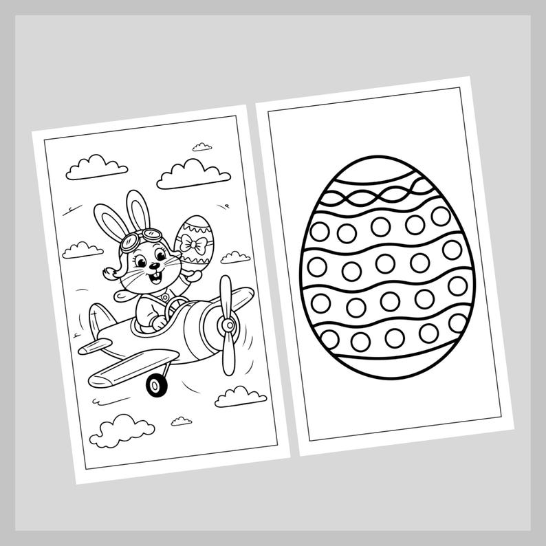 Printable Easter Coloring Pages | 10 Cute Bunny & Egg Designs | Instant ...