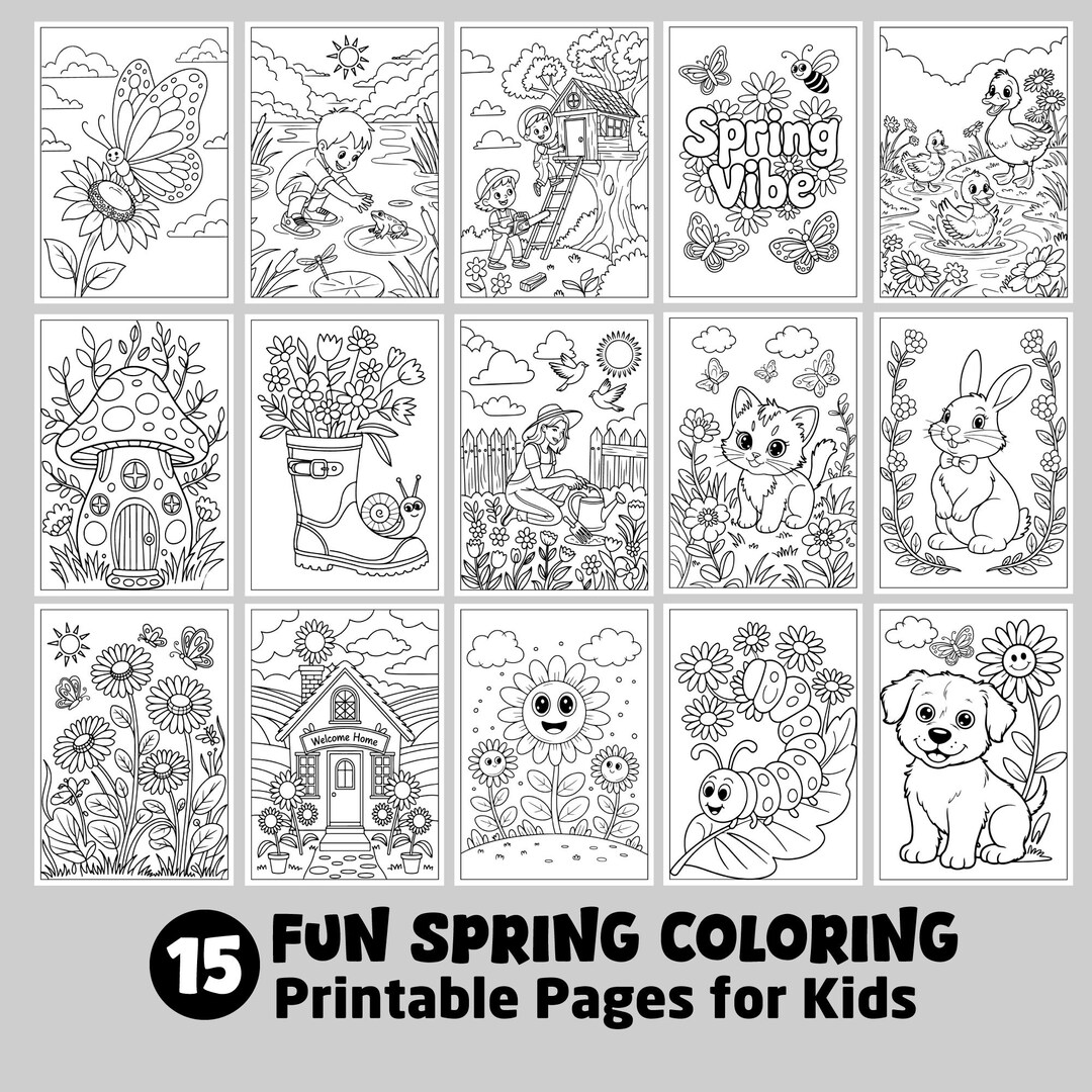 15 Fun Spring Coloring Pages for Kids Printable Spring Activity Sheets ...