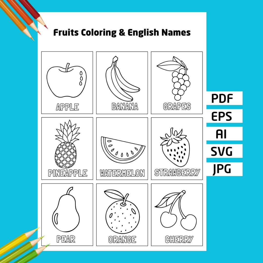 Fruits Coloring Pages With English Names | Fun & Educational Printable ...