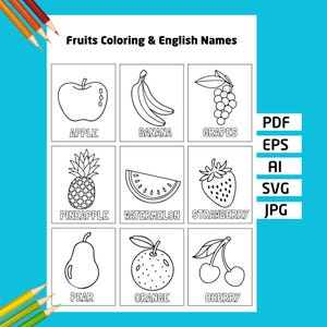 Fruits Coloring Pages With English Names | Fun & Educational Printable ...