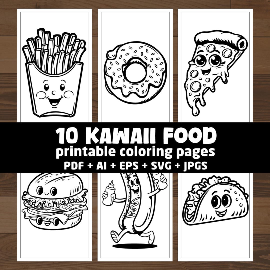 10 Kawaii Food Coloring Pages | Cute Food Printables for Kids & Adults ...