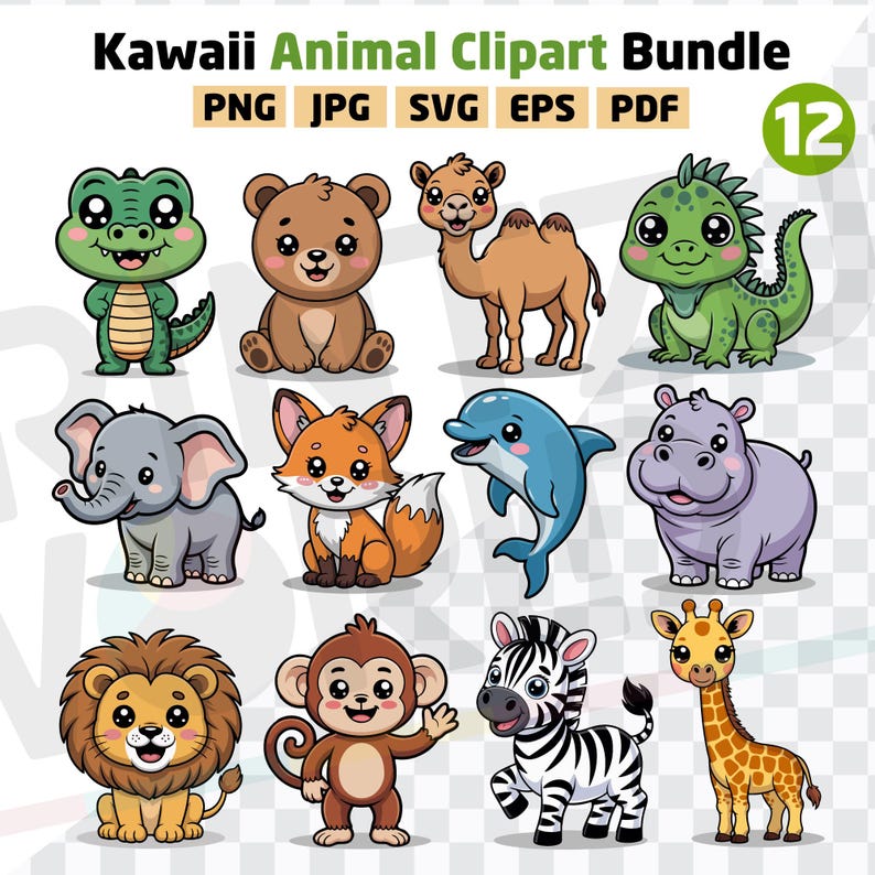 Animals Clipart Bundle | Cute Jungle & Safari Animals Png Svg EPS PDF ...