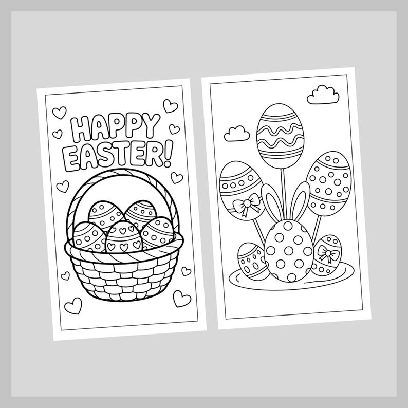 Printable Easter Coloring Pages | 10 Cute Bunny & Egg Designs | Instant ...