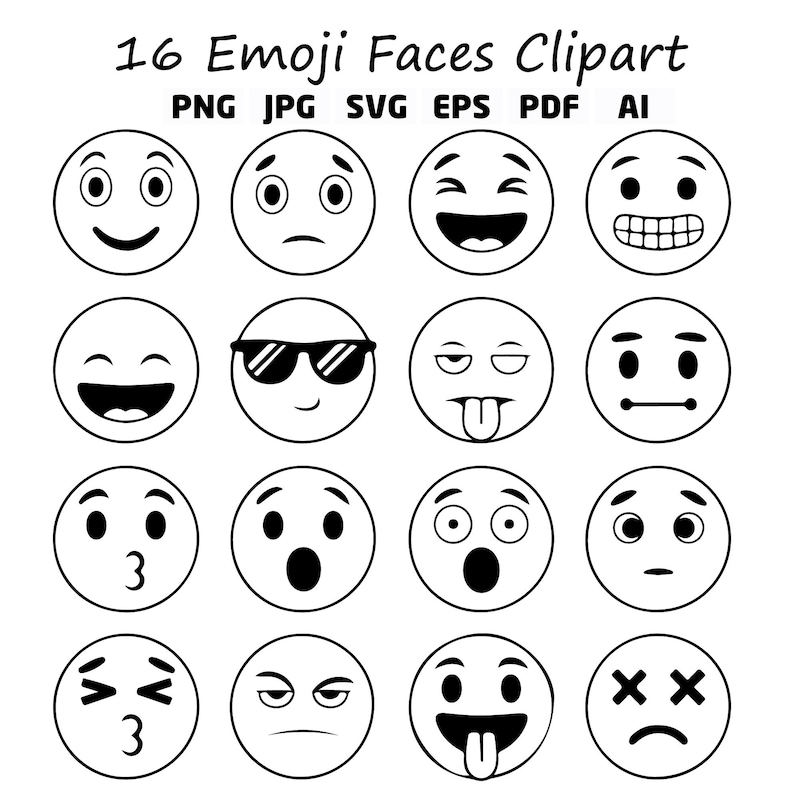 Emotions Clipart Black and White - Etsy