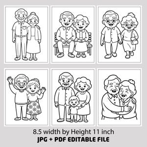 Grandparents Coloring Pages: Family Activity, Editable PDF & JPG - Etsy