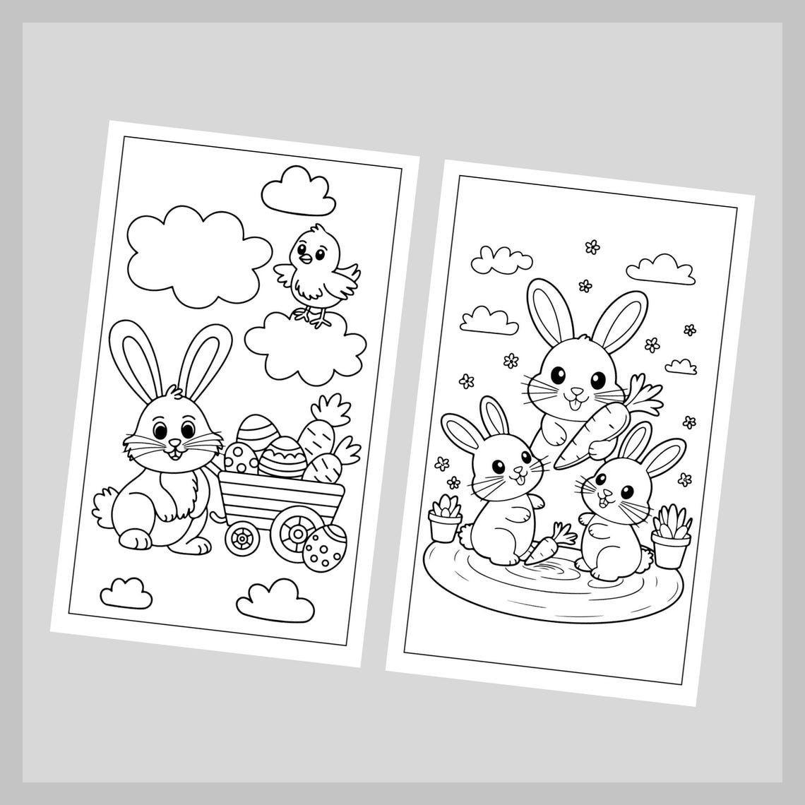Printable Easter Coloring Pages | 10 Cute Bunny & Egg Designs | Instant ...