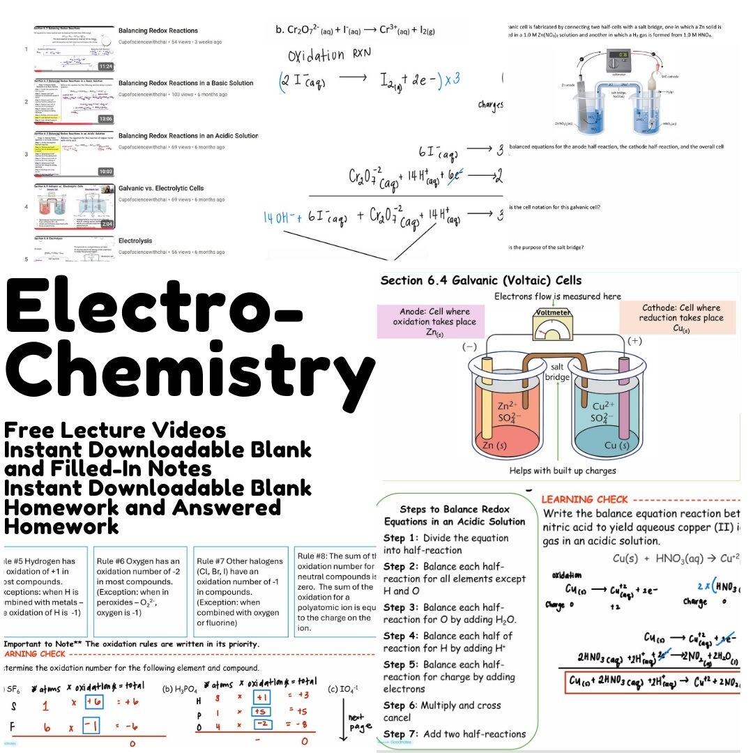 Electrochemistry, Oxidation, Acid Base Redox Notes and Homework W FREE ...