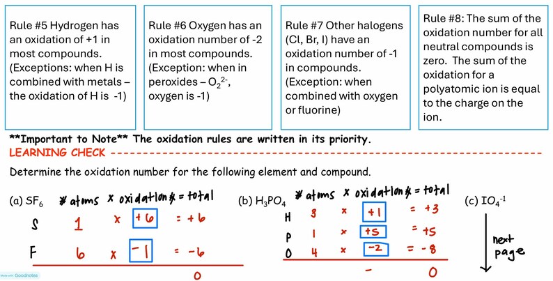 Electrochemistry, Oxidation, Acid Base Redox Notes and Homework W FREE ...
