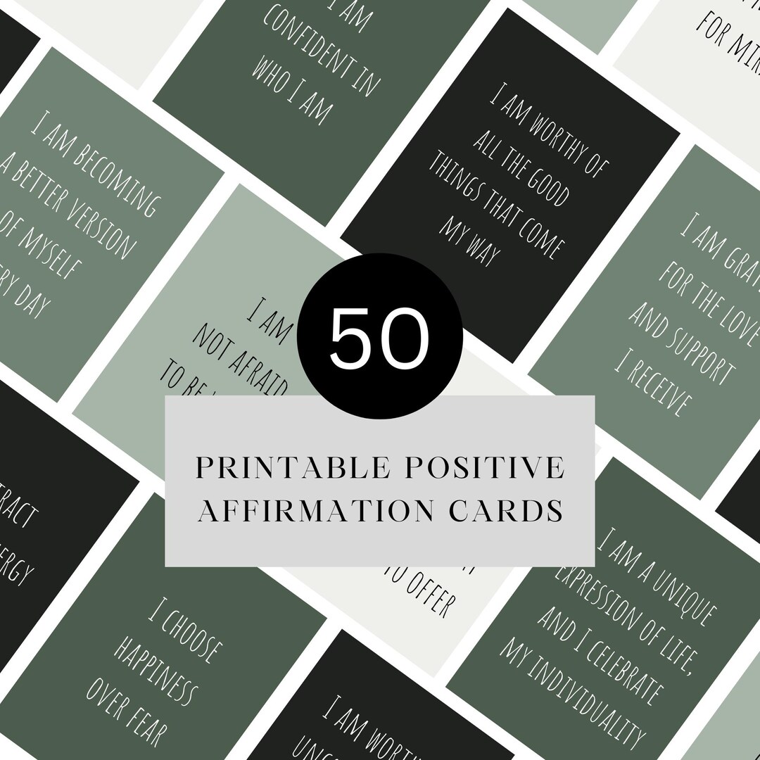 50 Positive Minimalist Affirmation Cards, INSTANT DOWNLOAD, Printable ...