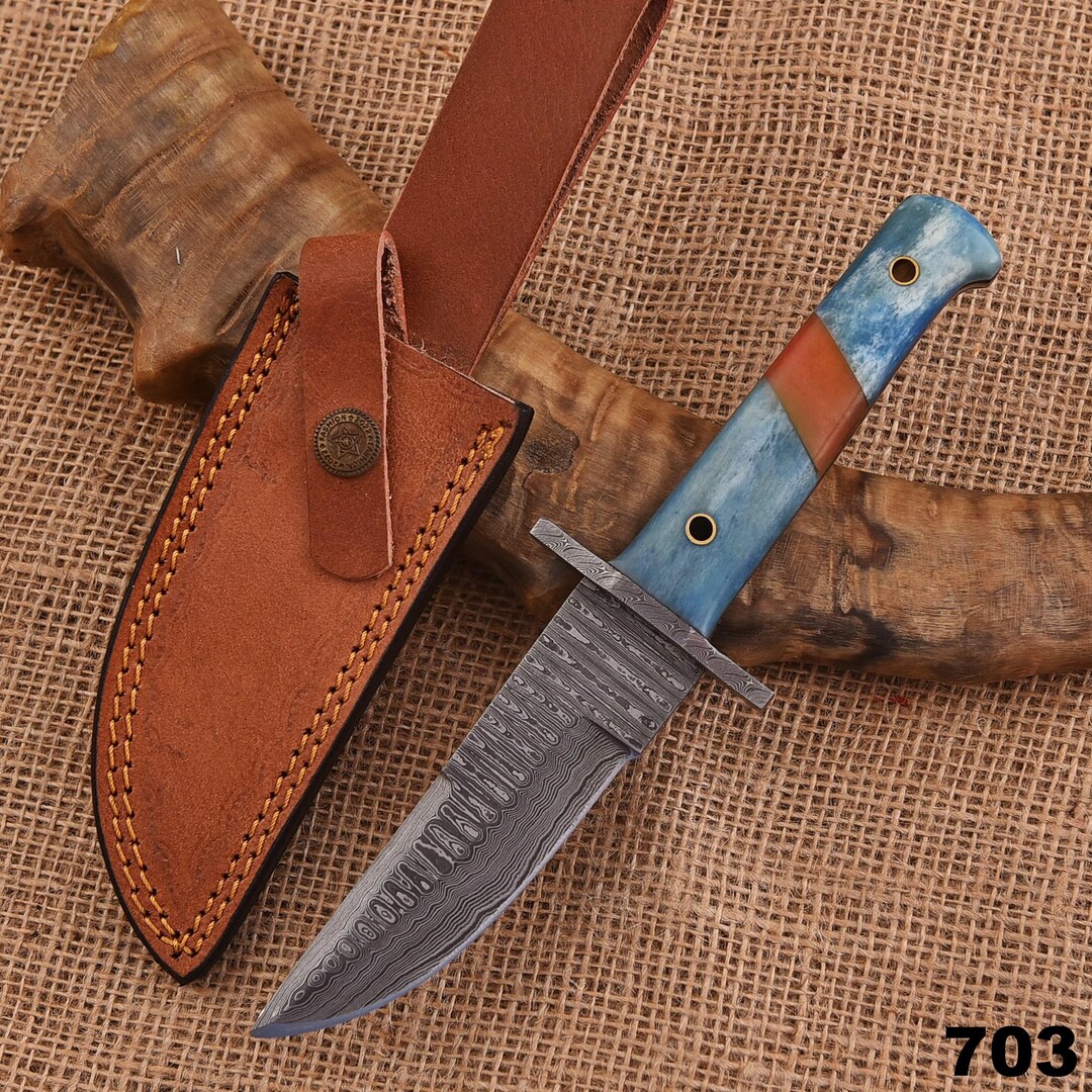 Handmade Damascus Skinner Knife – Forged Steel Blade, Bone Handle - Etsy