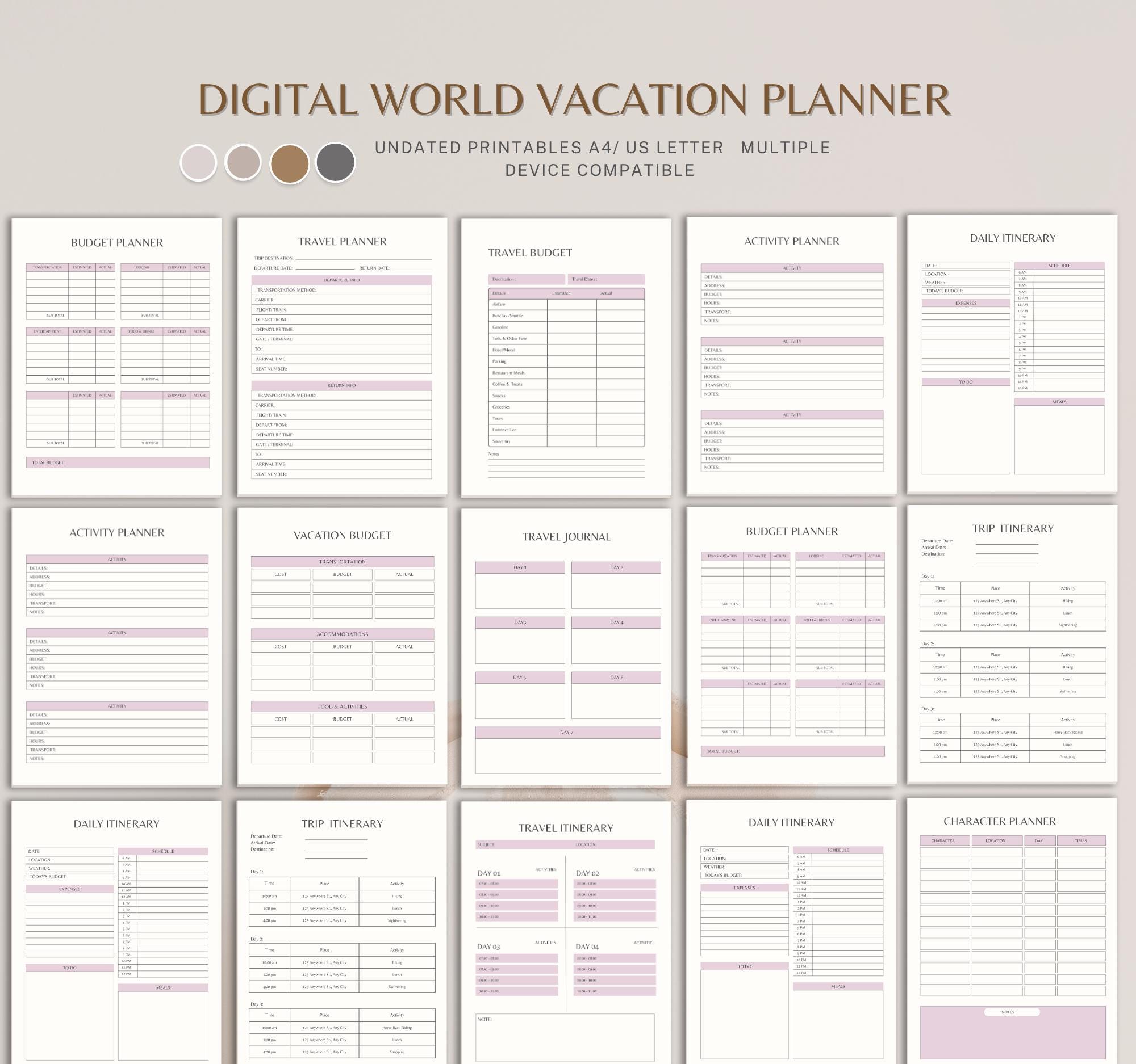 World Vacation Planner, Digital Travel Itinerary Organizer, Budget ...