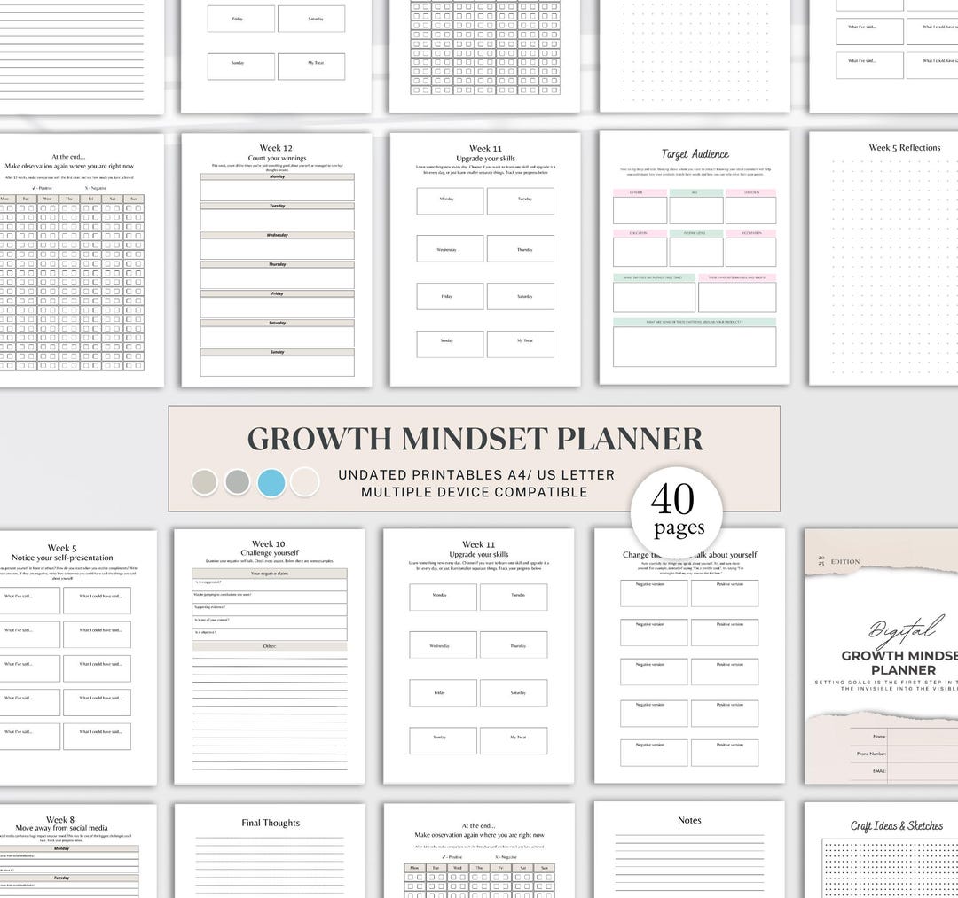 Growth Mindset Journal, Self-improvement and Positivity Workbook, Daily ...