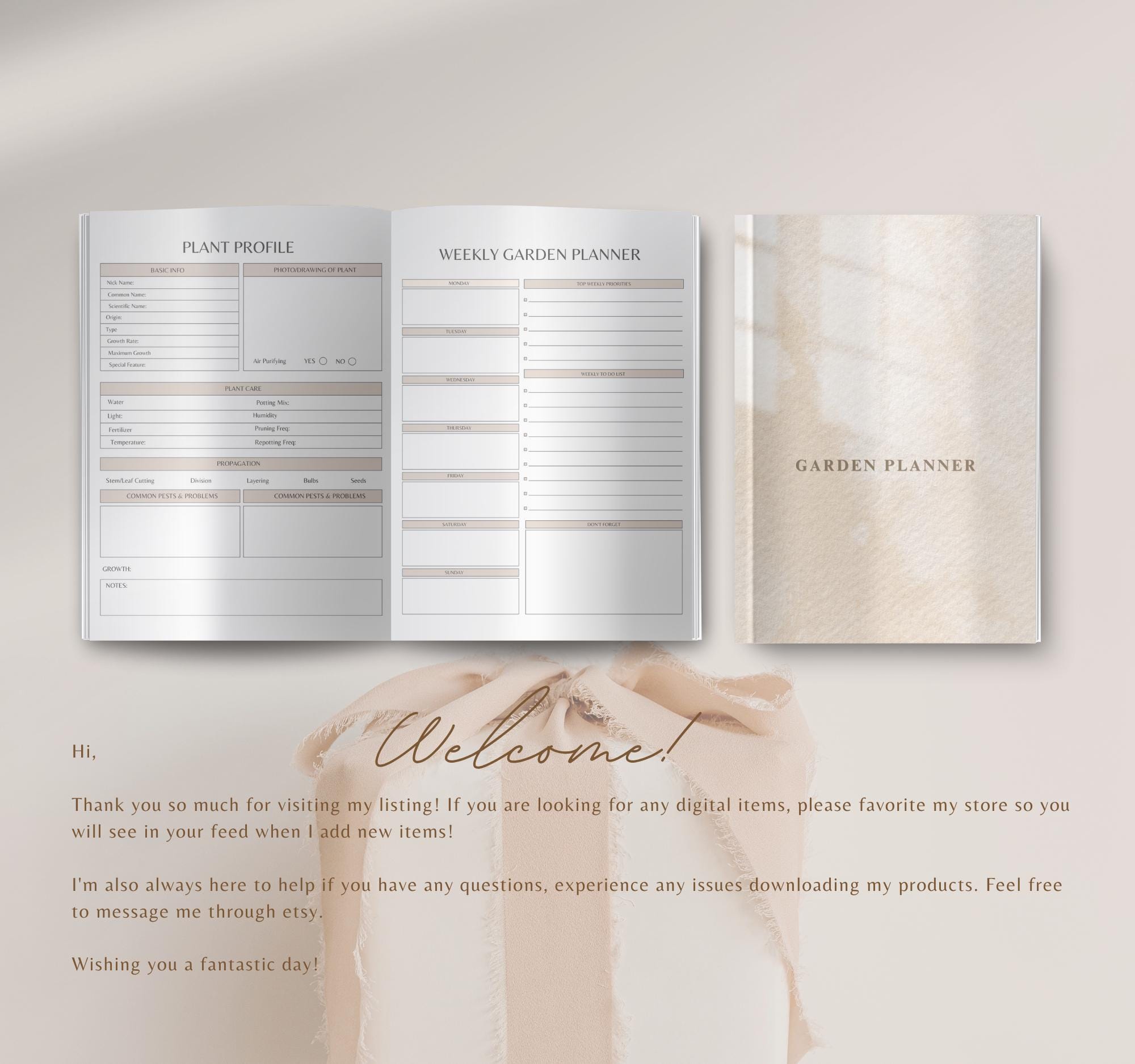 Garden Planner, Digital & Printable Gardening Journal, Plant Care ...