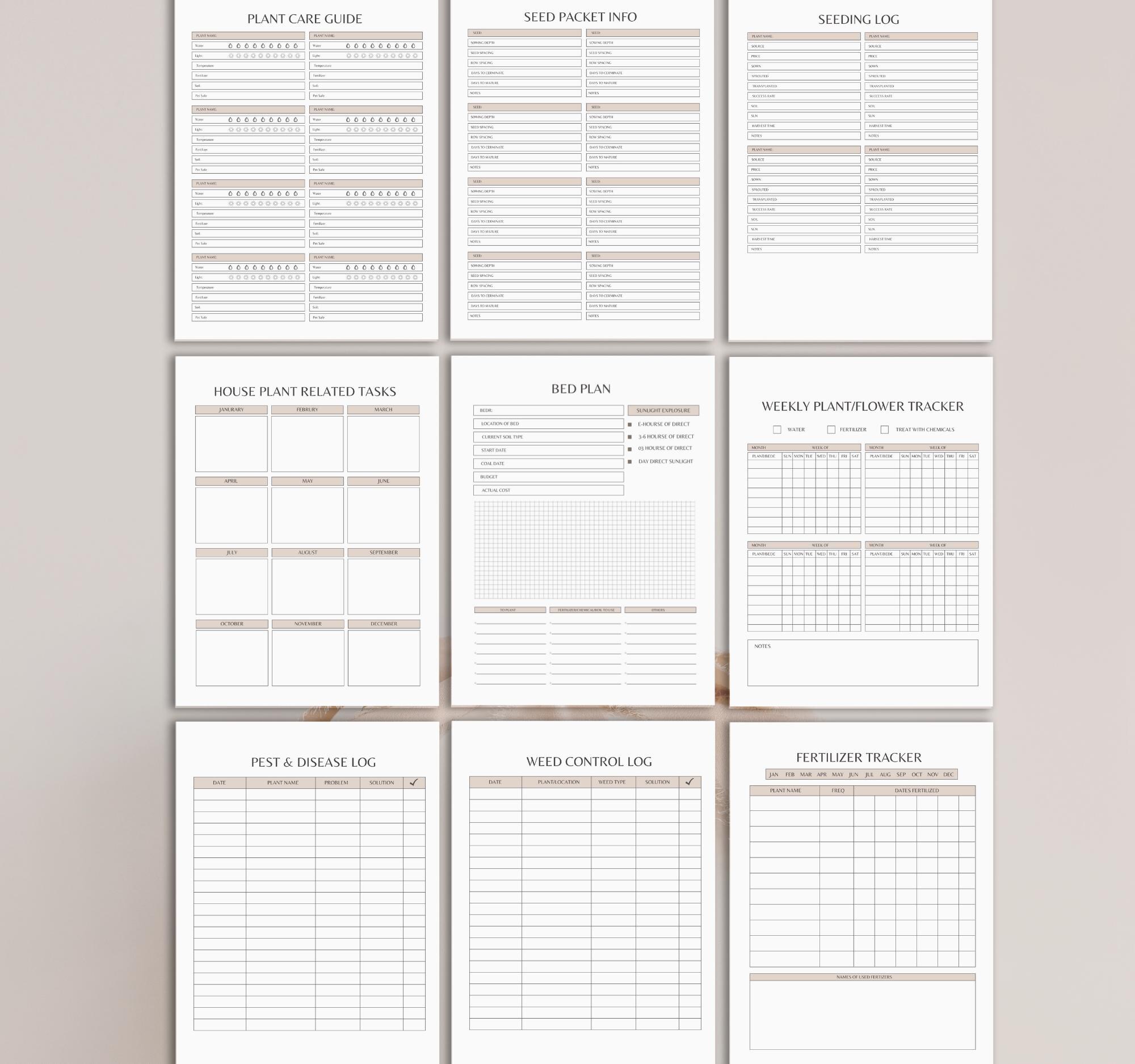 Garden Planner, Digital & Printable Gardening Journal, Plant Care ...