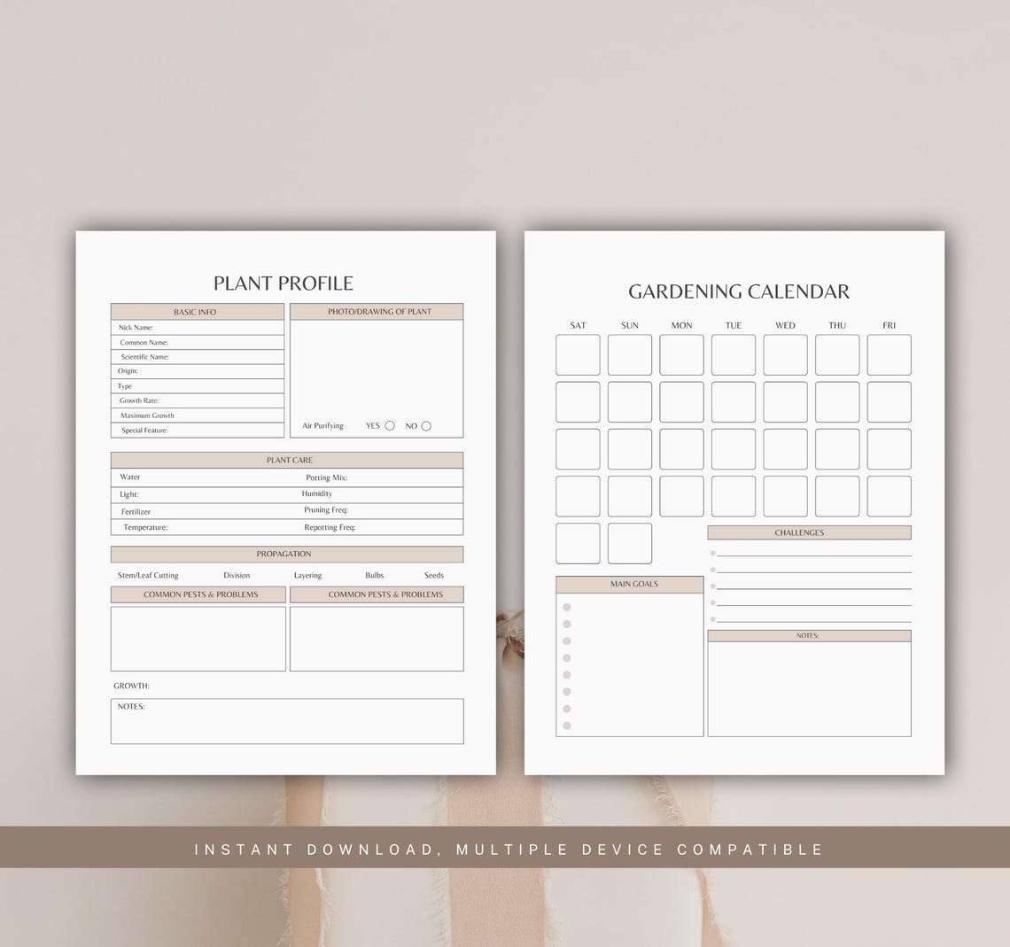 Garden Planner, Digital & Printable Gardening Journal, Plant Care ...