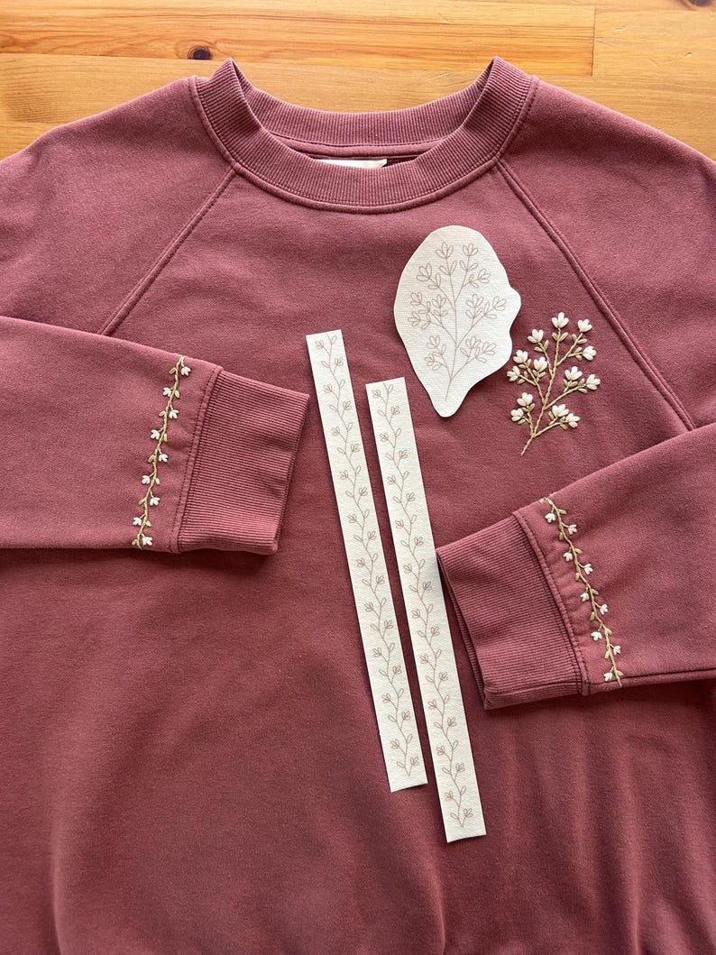 Floral Embroidery Template: Pocket and Sleeve for Stick N Stitch (PDF ...