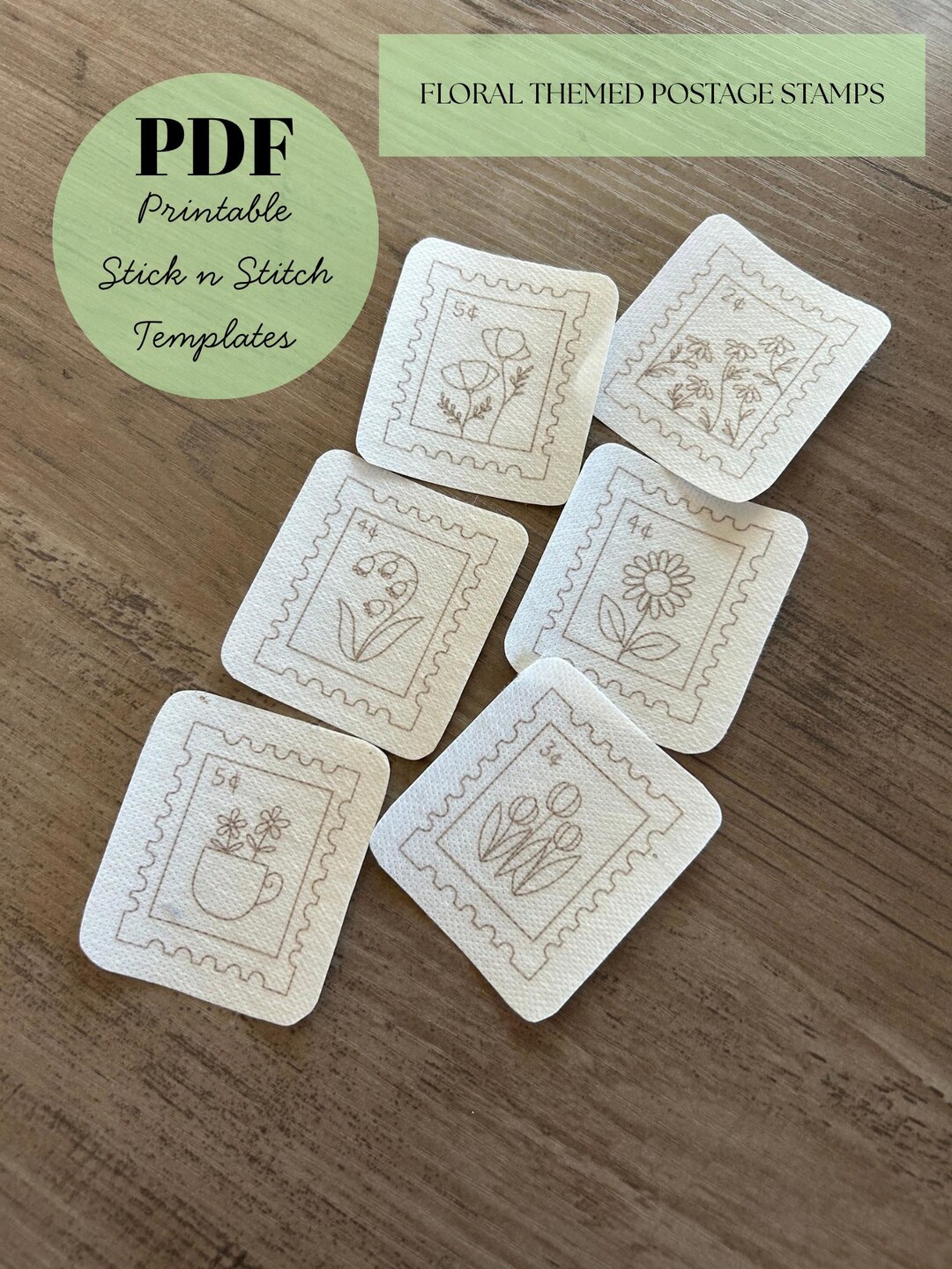 Floral Postage Stamps - Downloadable and Printable Stick N Stitch ...