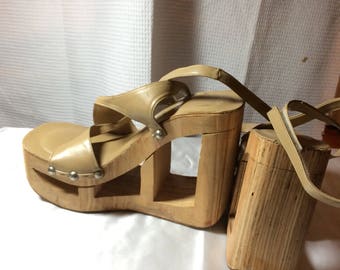 Wood platform shoes | Etsy