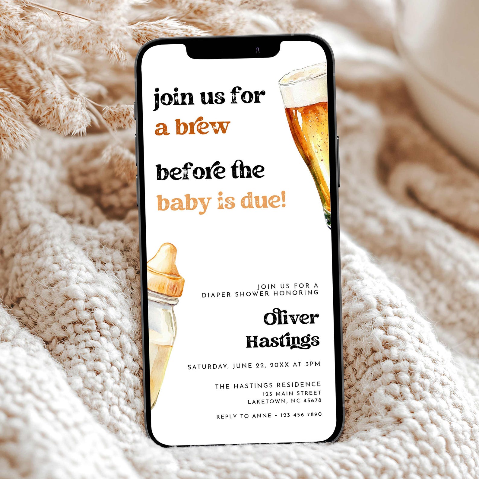 Beers and Diapers Party Baby Shower Evite, Electronic Man Shower Invite ...