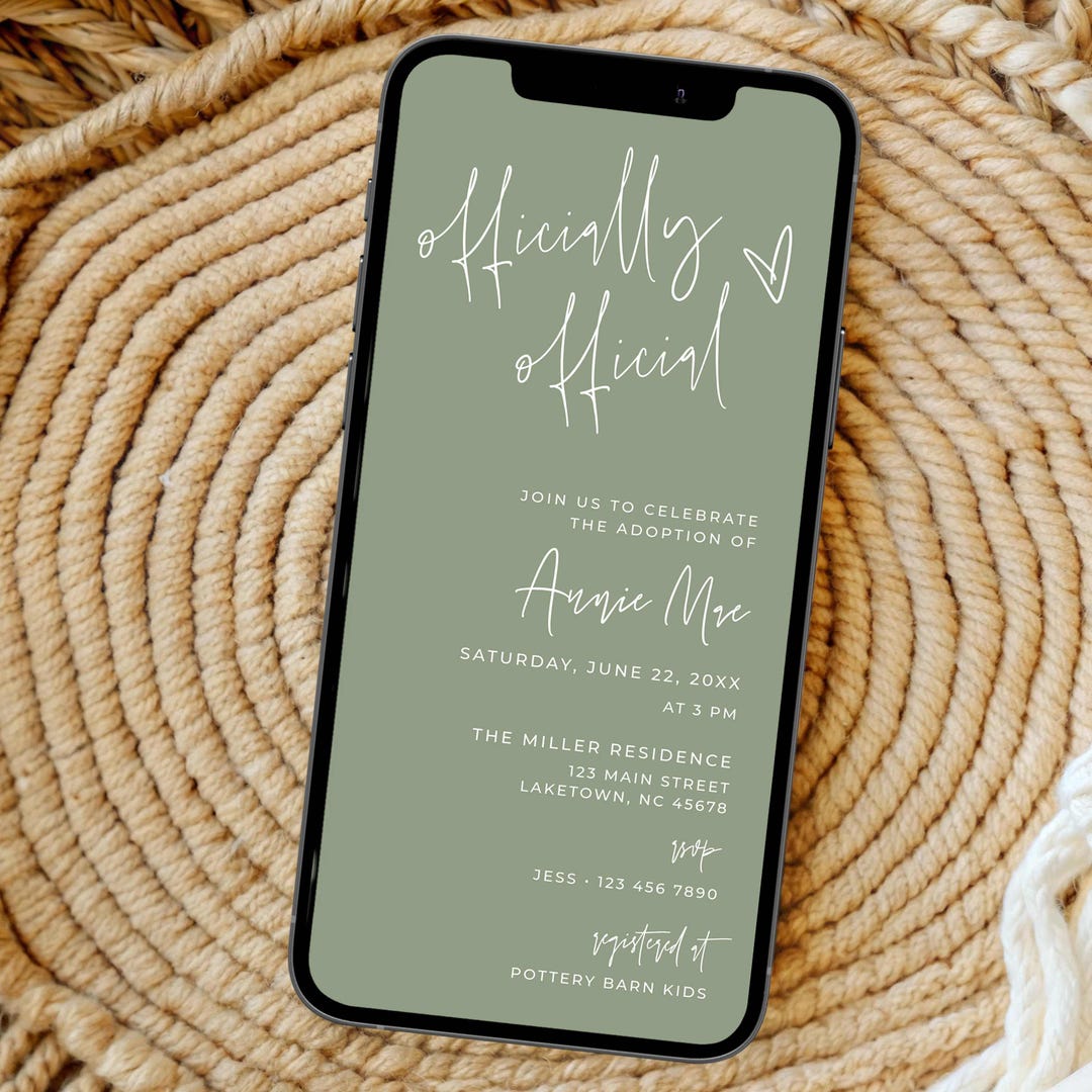 Sage Green Adoption Shower Invitation, Electronic Minimalist Foster ...