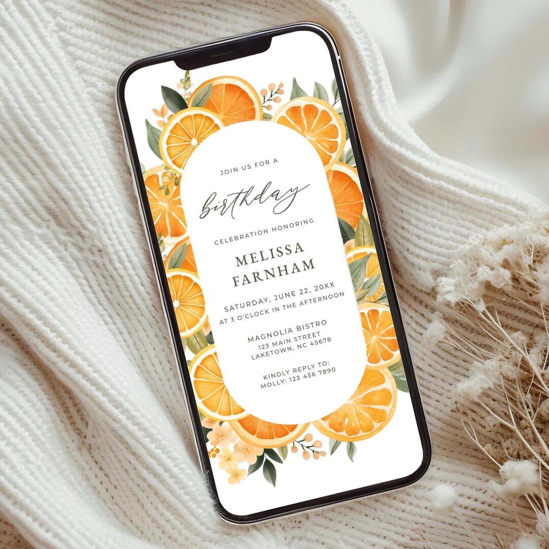 Citrus Birthday Editable Invitation Template, Mediterranean Birthday ...
