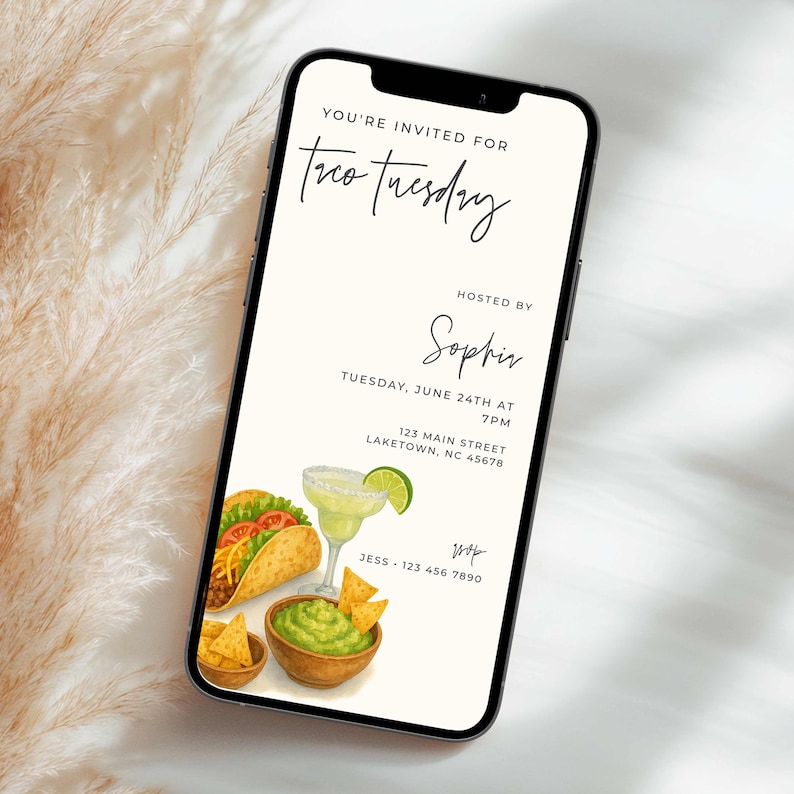 Editable Taco Tuesday Dinner Invitation, Tacos and Tequila Party Evite ...