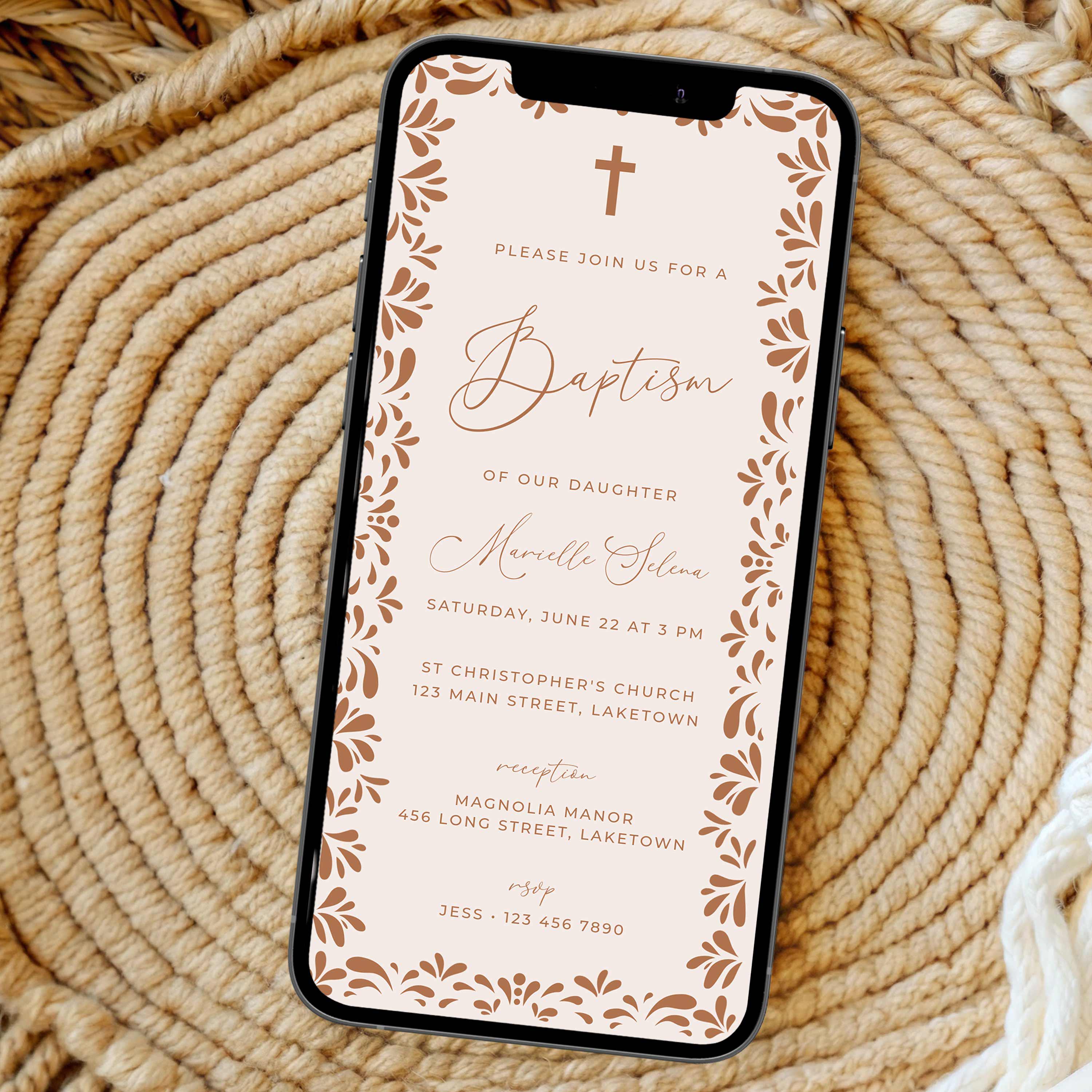 Beige Brown Cielito Lindo Baptism Invitation, Rust Talavera Boy Bautizo ...