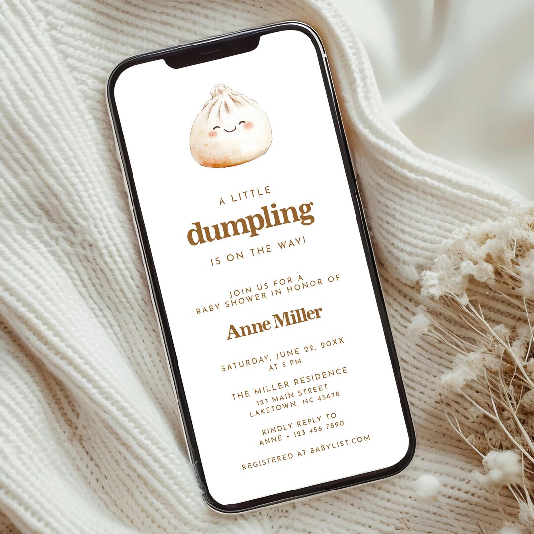 Little Dumpling on the Way Baby Shower Invitation, Dumpling Baby Shower ...