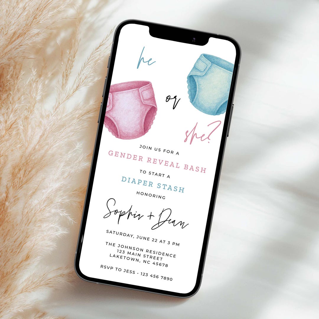 Digital Diaper Stash Baby Shower Invitation Template, Diaper Baby ...