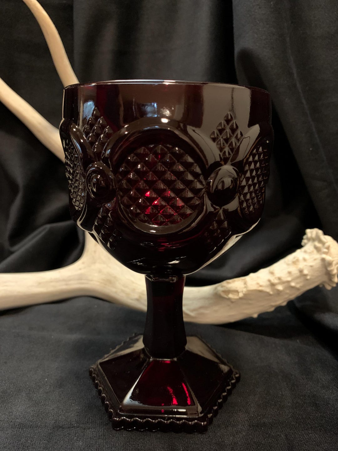 Vintage Gothic Red Chalice – Dark Romantic Avon Glass Goblet, Macabre ...