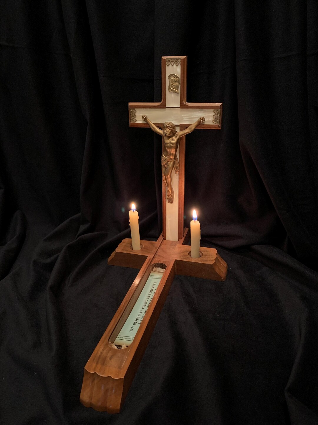 Vintage 1950s Last Rites Crucifix Gothic Christian Relic Funeral ...