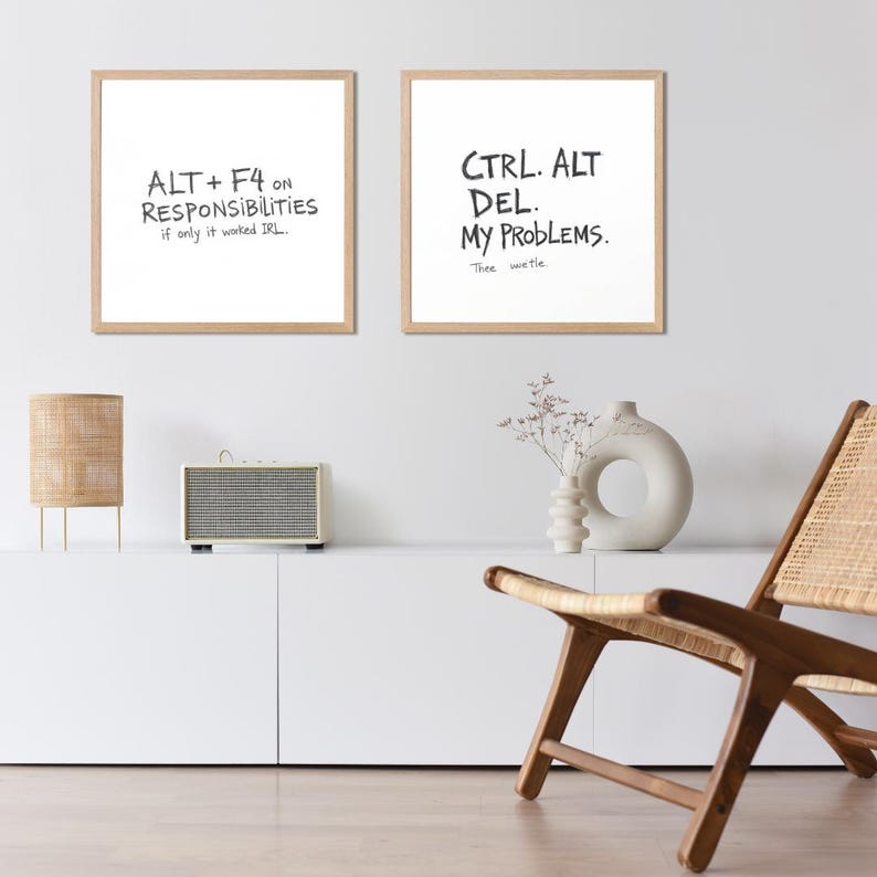 Funny Tech Wall Art – Alt+f4 & Ctrl+alt+del Quotes – Geek Office Decor ...