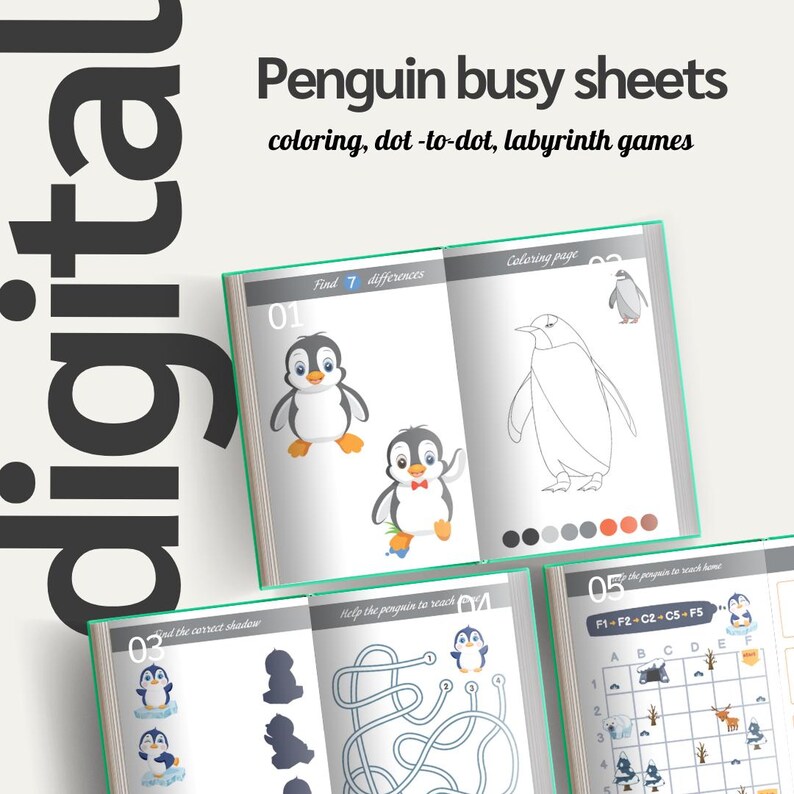 Penguin Busy Printable, Kindergarten Quiet Binder, Preschool Learning ...