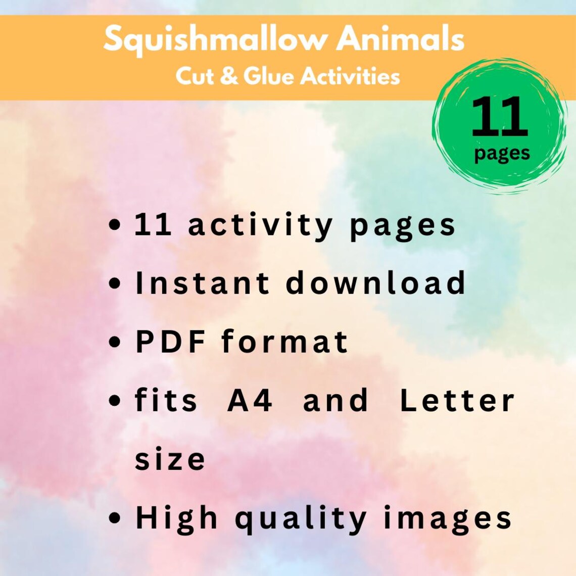 Squishmallow Animals Cut & Glue Activities, Scissor Skills, Cutting ...