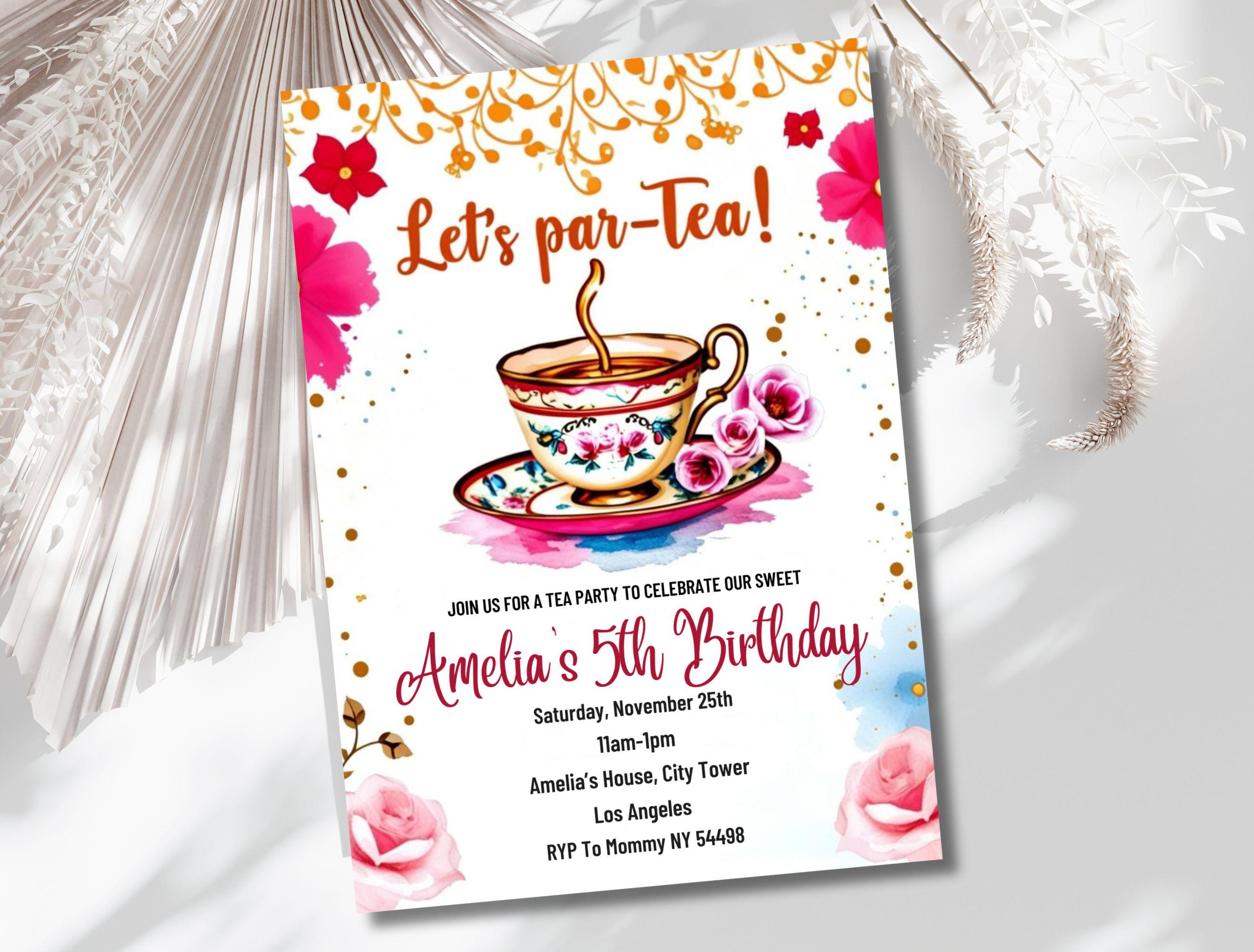Editable Tea Party Birthday Invitation, Par-tea Invitation, Girl Par ...