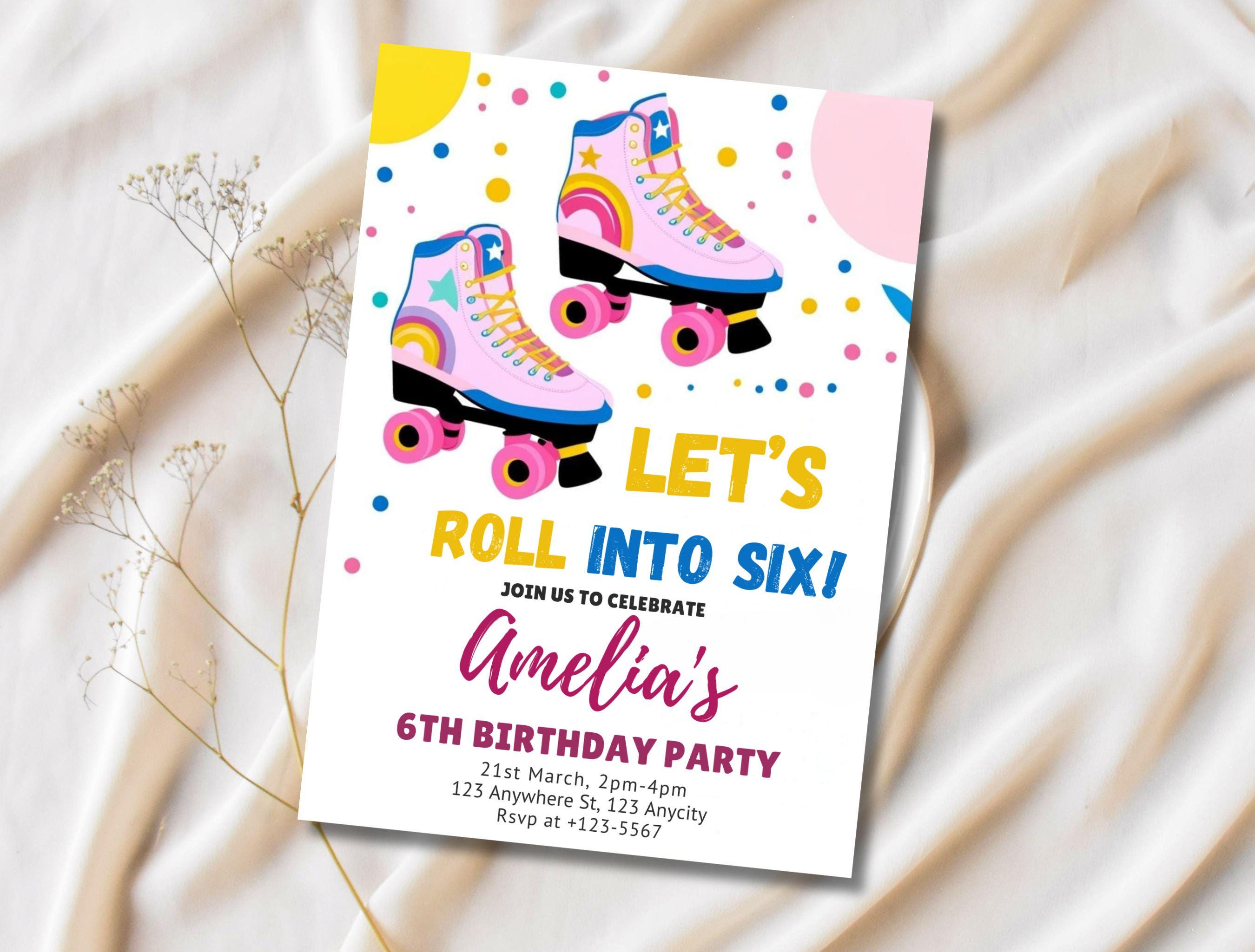 Roller Skate Birthday Party Invitation, Roller Skate Birthday Invite ...