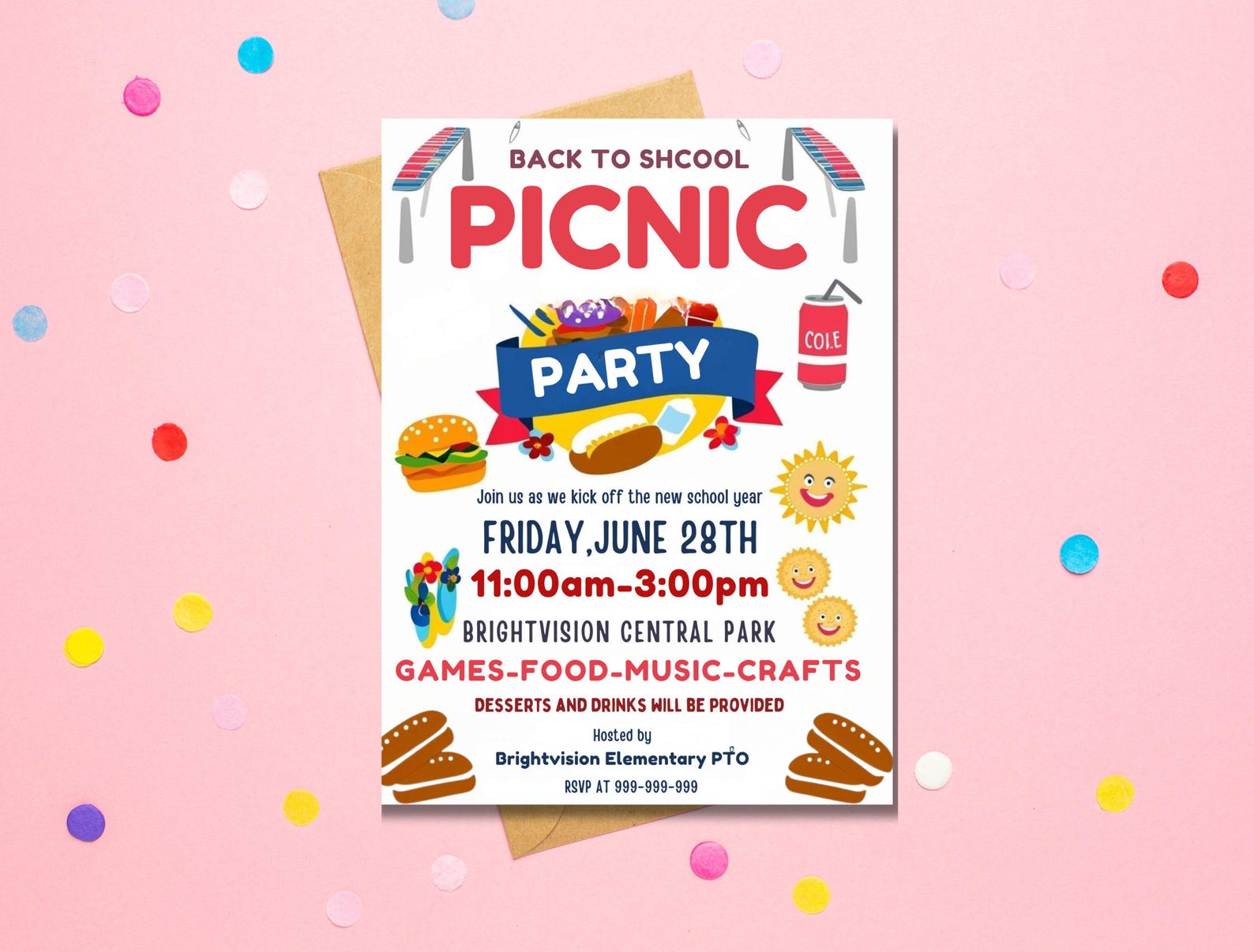Back to School Picnic Flyer Template, Editable Welcome Back BBQ Invite ...