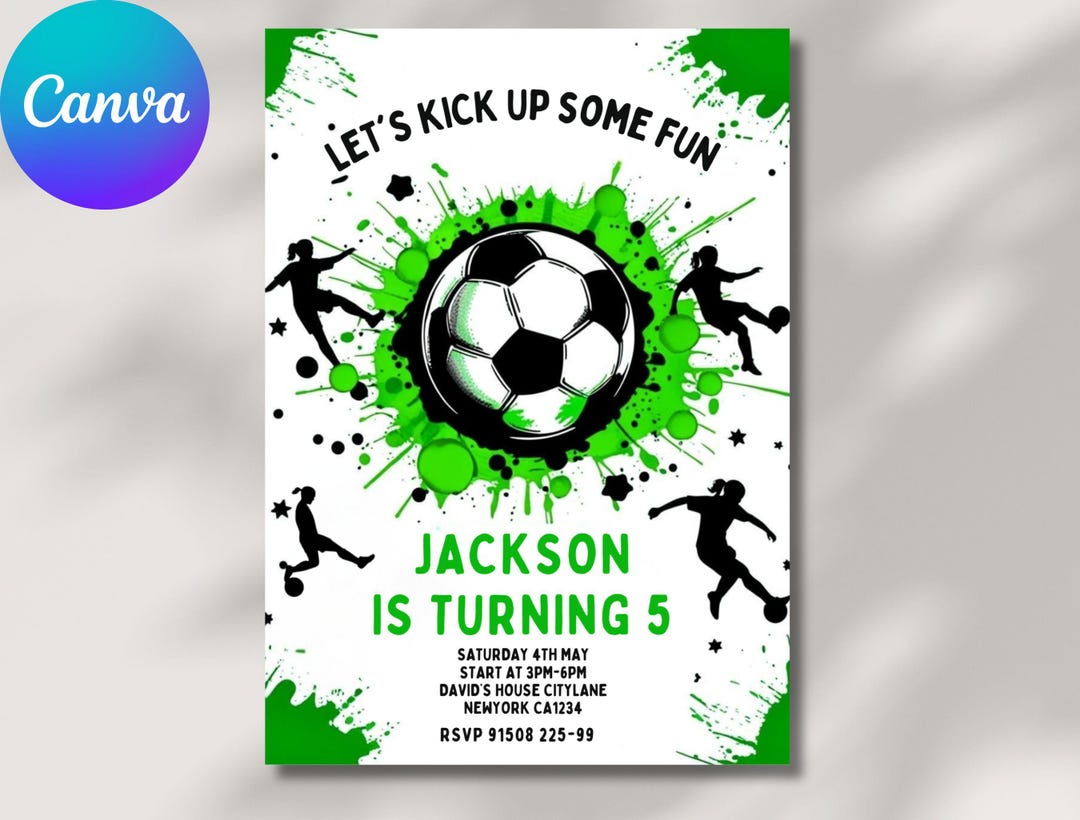 Soccer Birthday Invitation, Soccer Birthday Invitation Template ...