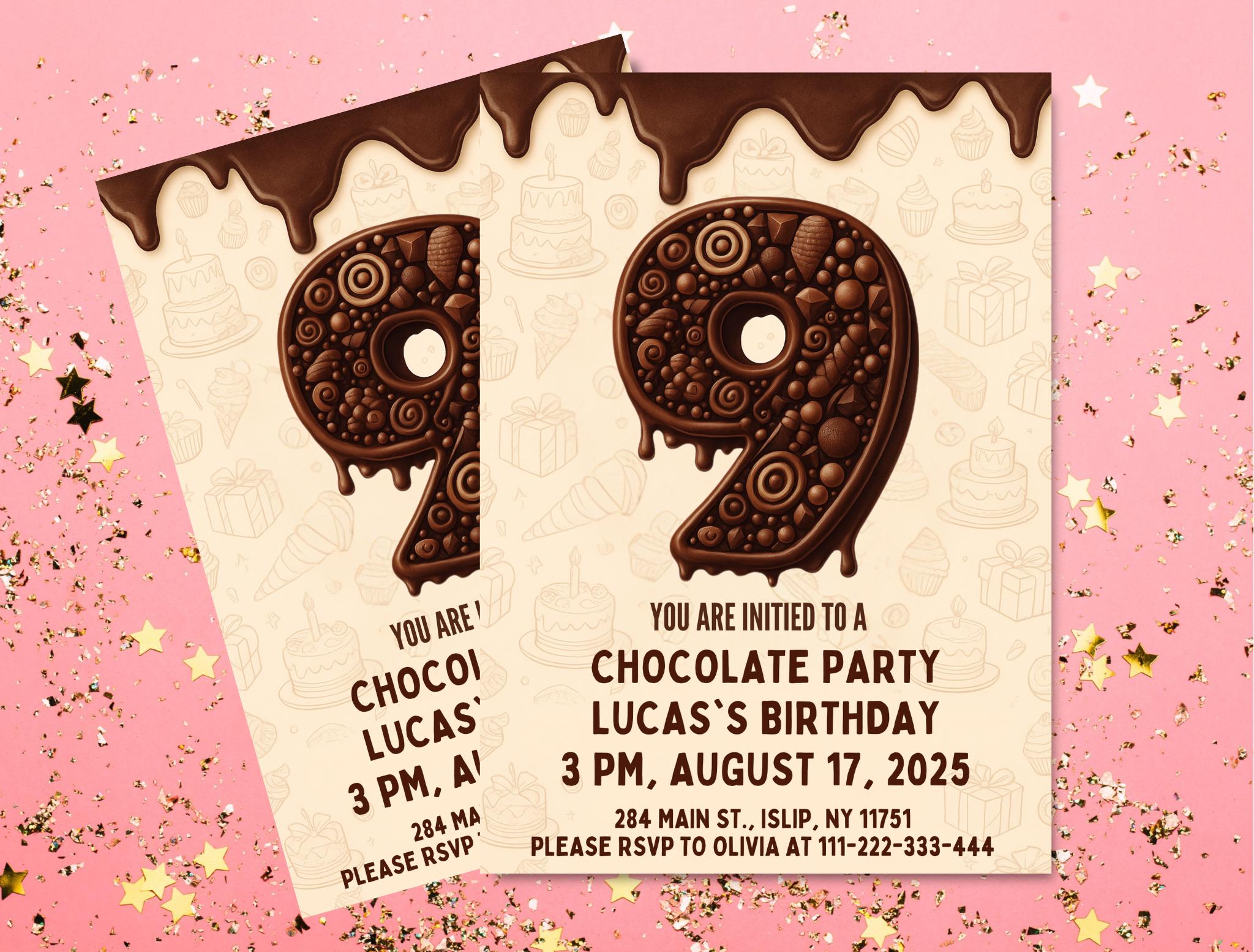 Chocolate Birthday Invitation Template: Editable Candy Party Invite ...