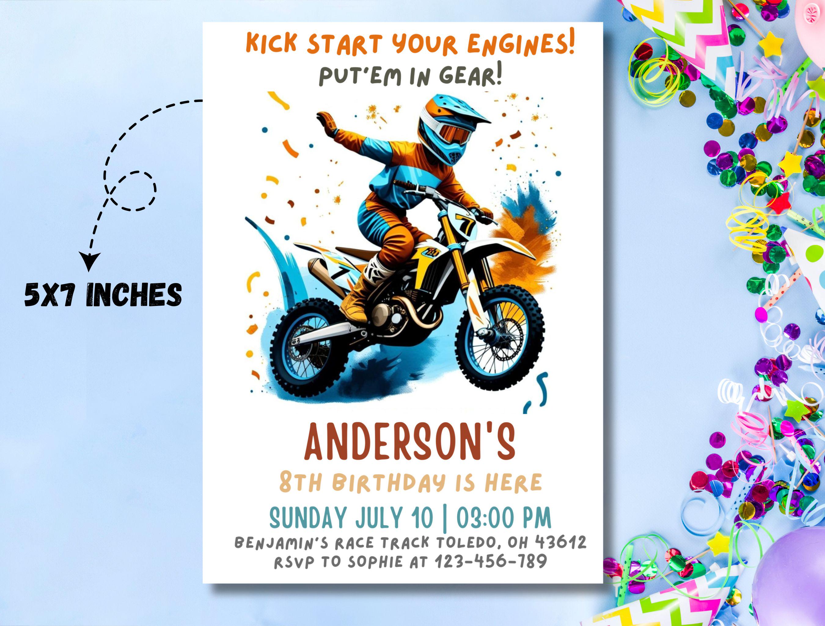 Editable Dirt Bike Birthday Invitation: Motocross Party Theme (instant ...